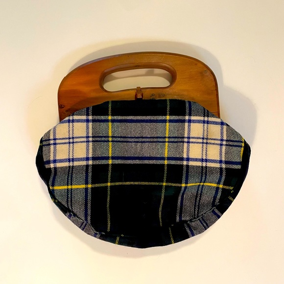 SMITH | Bags | Vintage Tartan Plaid Wool Wood Handle Bermuda Bag By ...